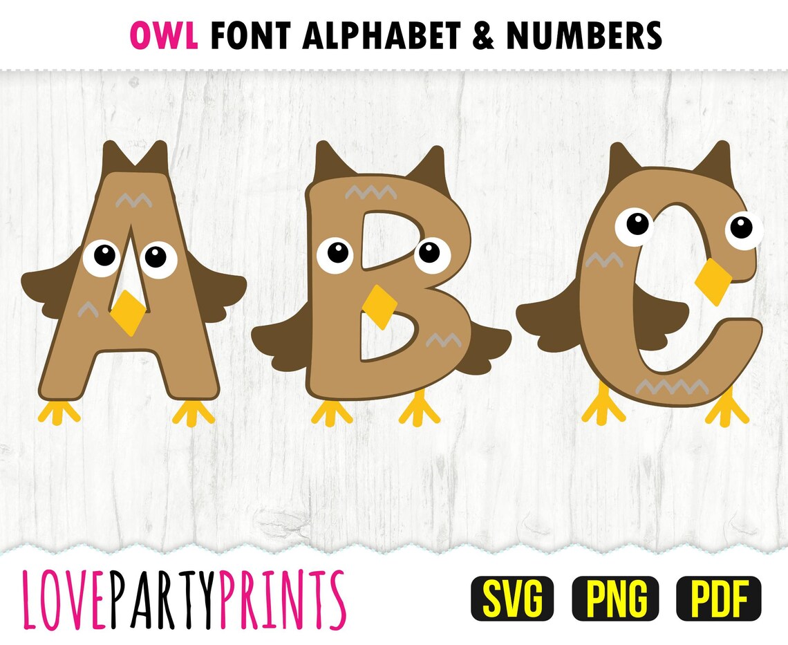 OWL FONT SVG Png and Pdf Files Owl Alphabet Owl Numbers - Etsy UK