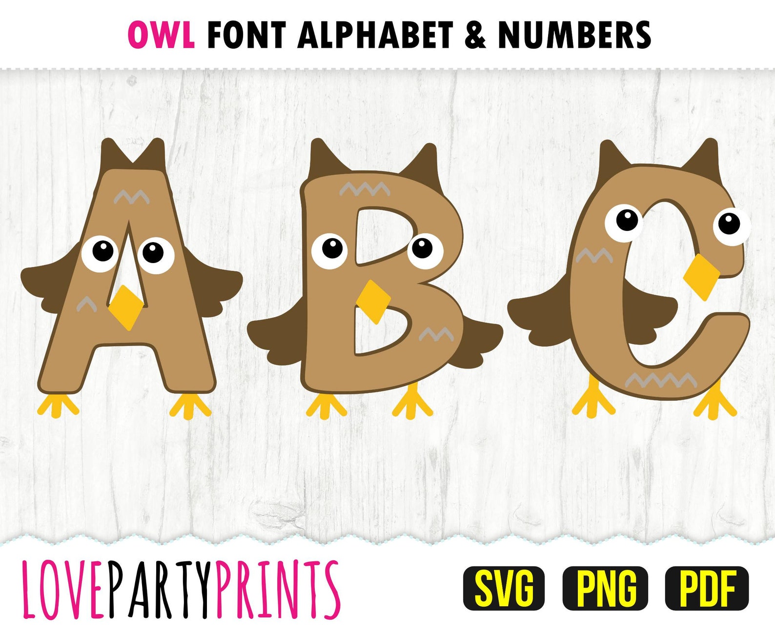 OWL FONT SVG Png and Pdf Files Owl Alphabet Owl Numbers - Etsy UK