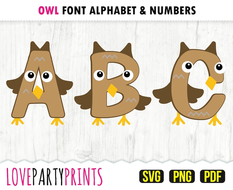 OWL FONT SVG Png and Pdf Files Owl Alphabet Owl Numbers - Etsy UK
