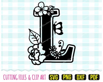 Floral Alphabet Letter Svg DXF PNG PDF Initial Svg Vector | Etsy