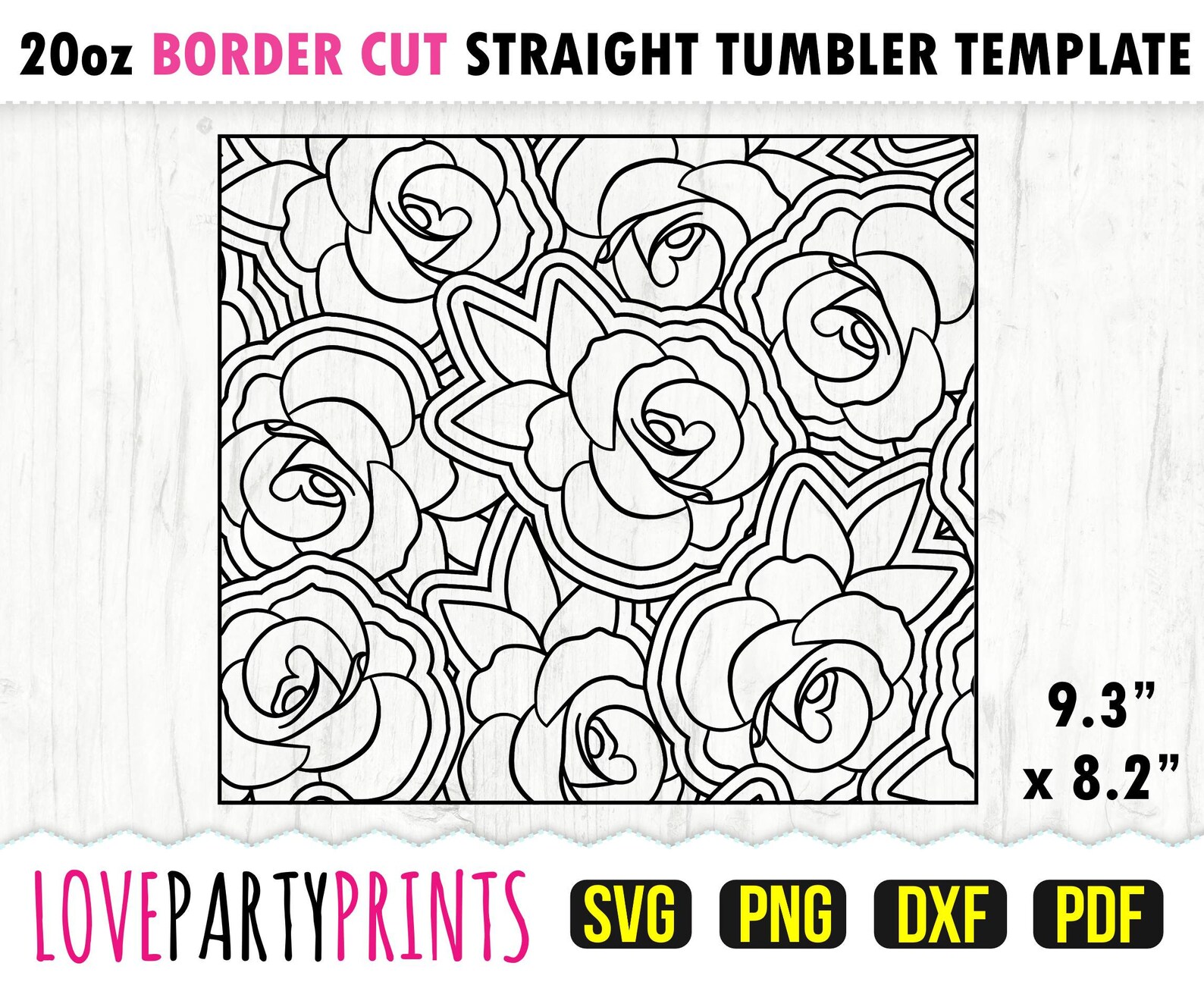 Rose Burst Tumbler SVG DXF PNG Pdf 20 Oz Skinny Tumbler | Etsy