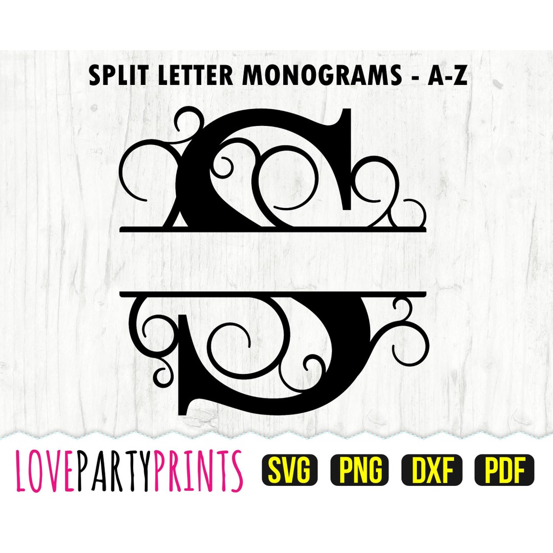 Split Monogram Alphabet Svg, PNG, DXF, PDF, Full Alphabet, Monogram ...
