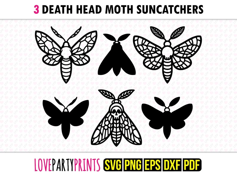 Death Head Moth Suncatcher SVG, DXF PNG Pdf Eps, Hanging Moths Ornament ...