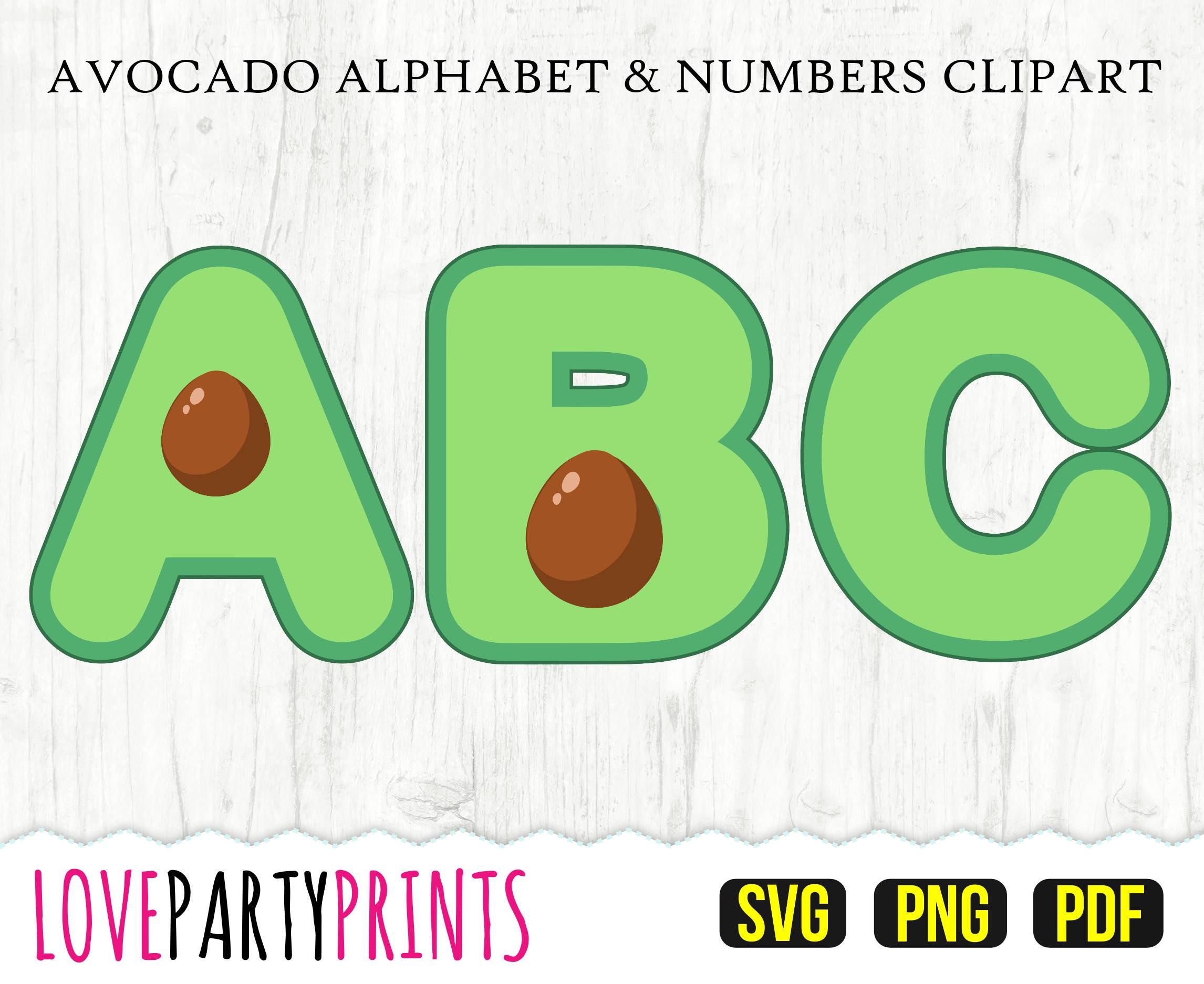 AVOCADO FONT SVG Png Pdf Clipart Font Avocado Alphabet - Etsy UK