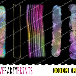 Rainbow Brush Strokes Clipart, PNG Format 300dpi, Rainbow Glitter ...