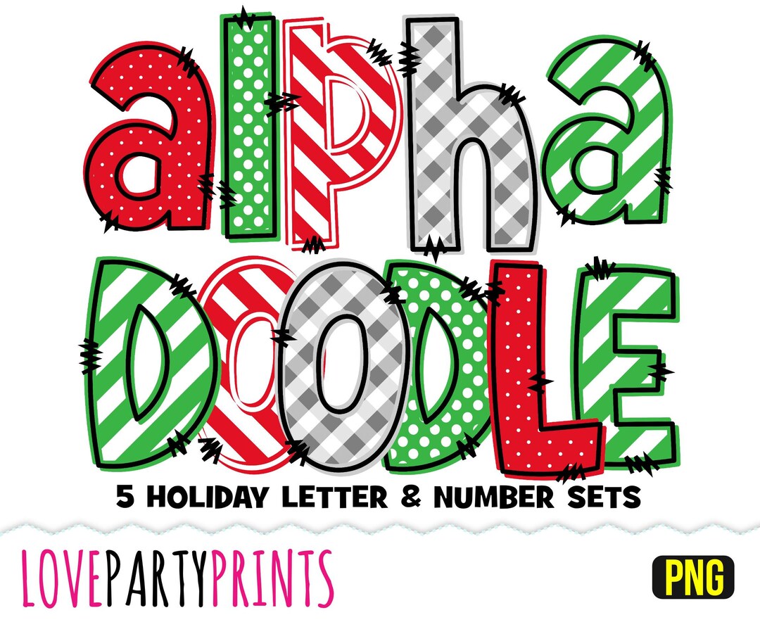 Christmas Doodle Alphabet Bundle Uppercase & Lowercase - Etsy