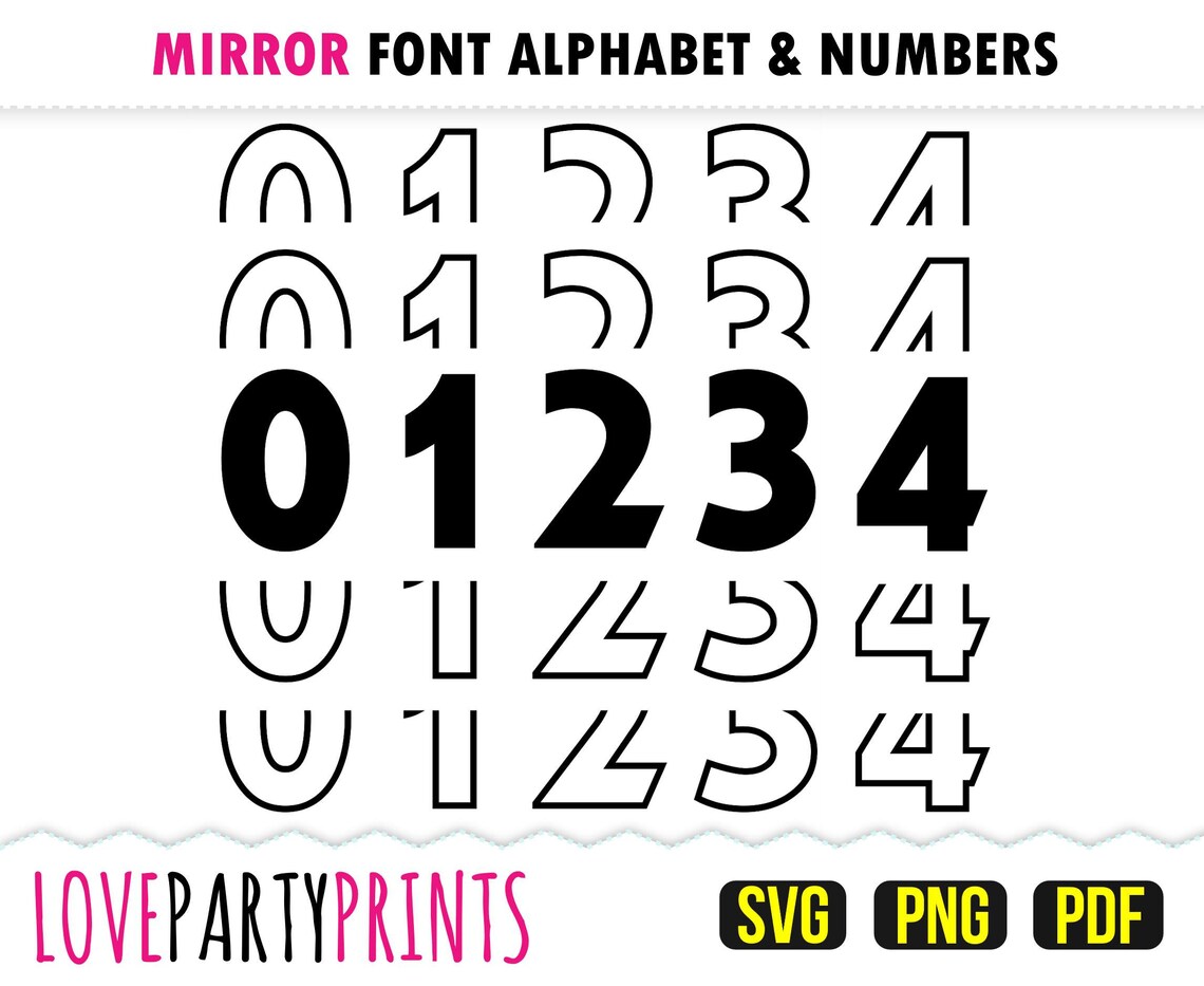 Mirror Font SVG PNG and Pdf Files Full Alphabet Stacked - Etsy