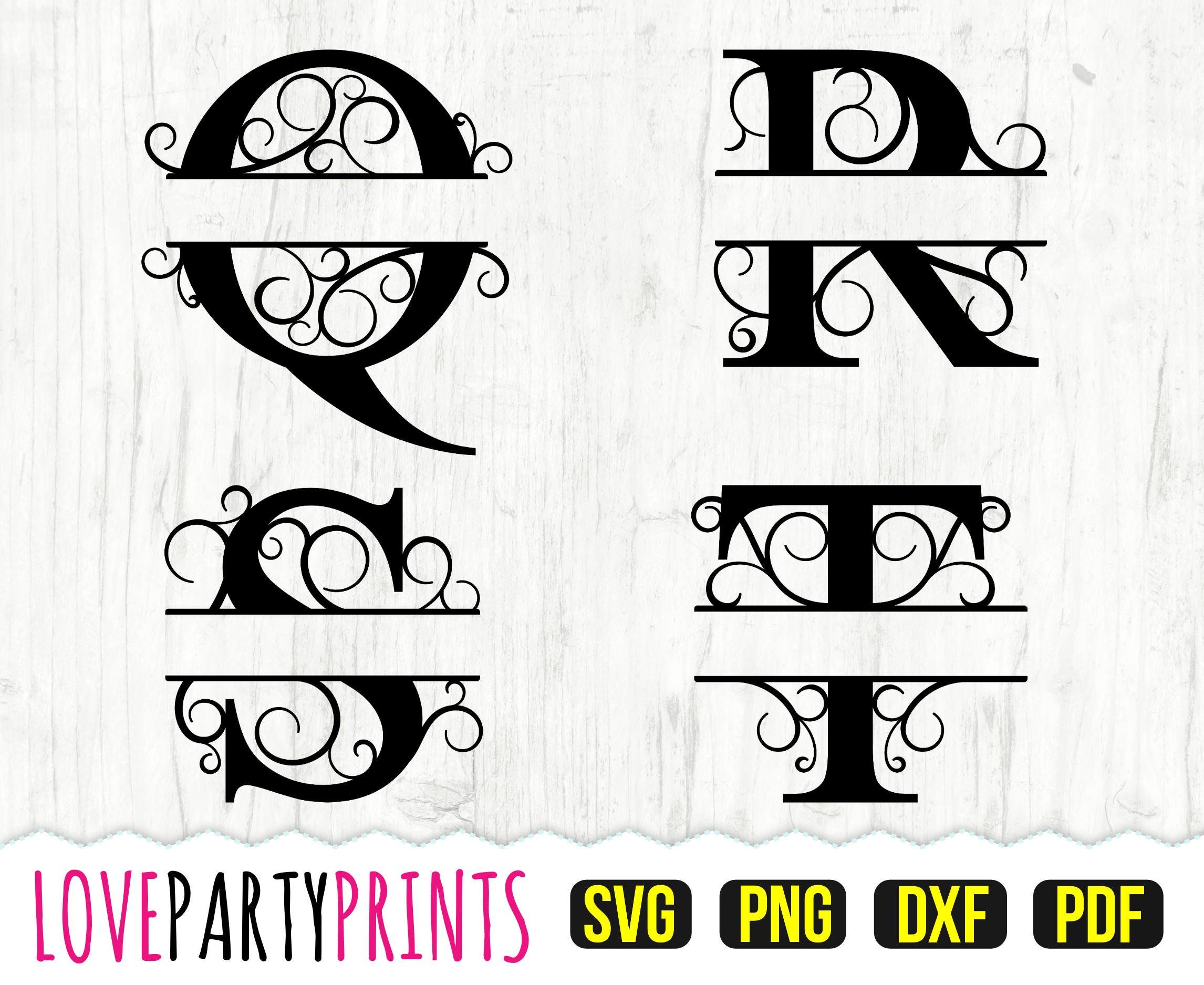 Split Letter Monograms Svg PNG DXF PDF Full Alphabet | Etsy