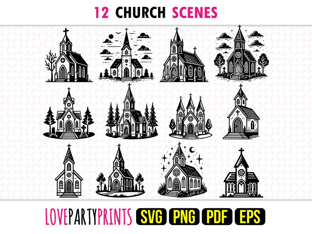 Church Scene SVG Bundle, PNG, EPS, Pdf, Christian Religion Scenes ...
