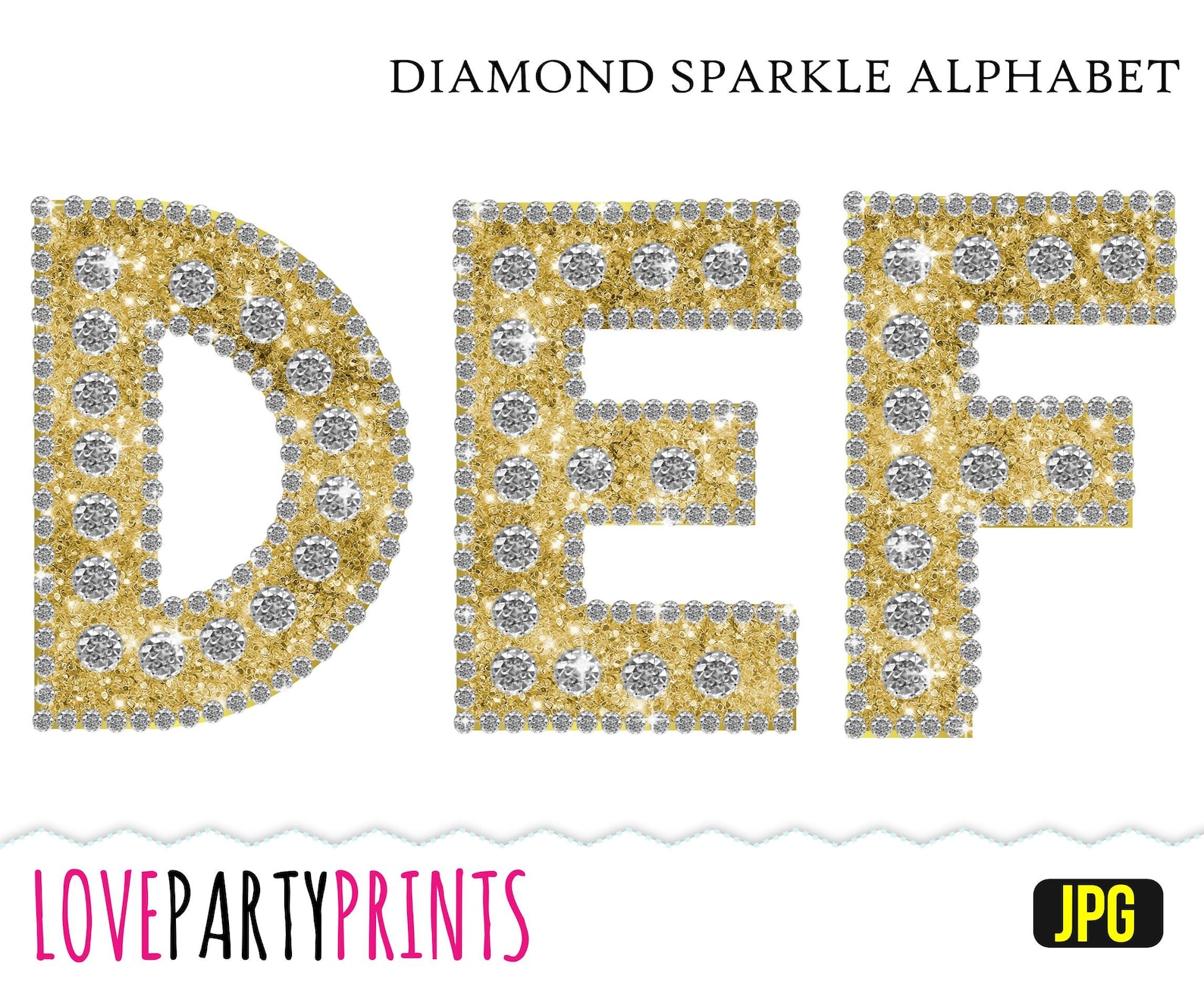 Gold and Diamond Sparkle Font JPG Files, Diamond Letters Clipart ...