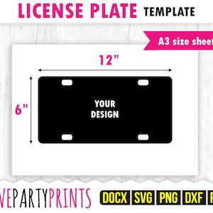 License Plate Template SVG PDF Png Dxf Blank License Plate - Etsy