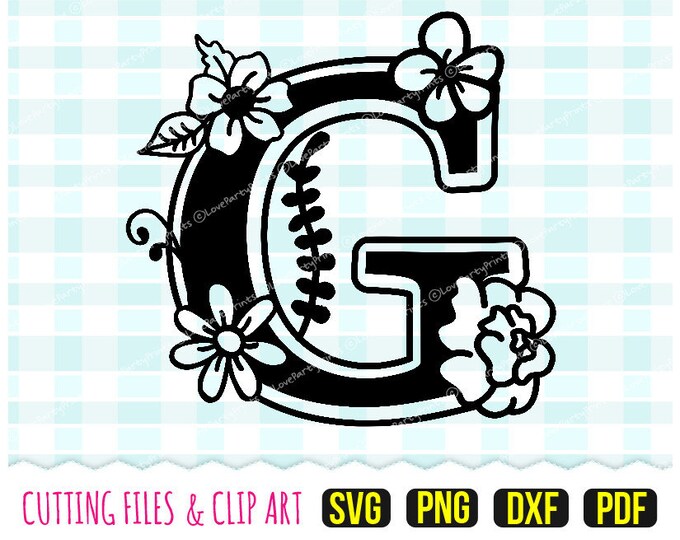 Floral Letter G Svg DXF PNG PDF Initial Svg Vector Files - Etsy
