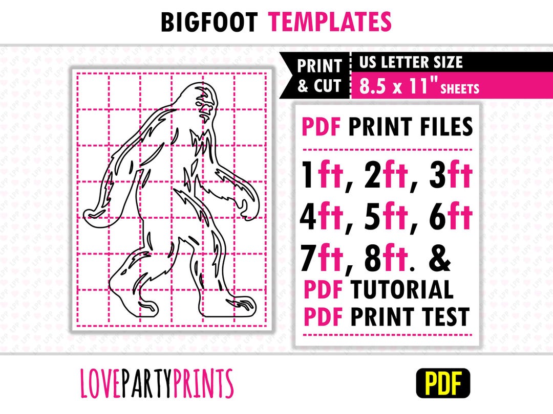 Giant Bigfoot Template PDF, Print and Cut Templates, Life Size Outdoor ...