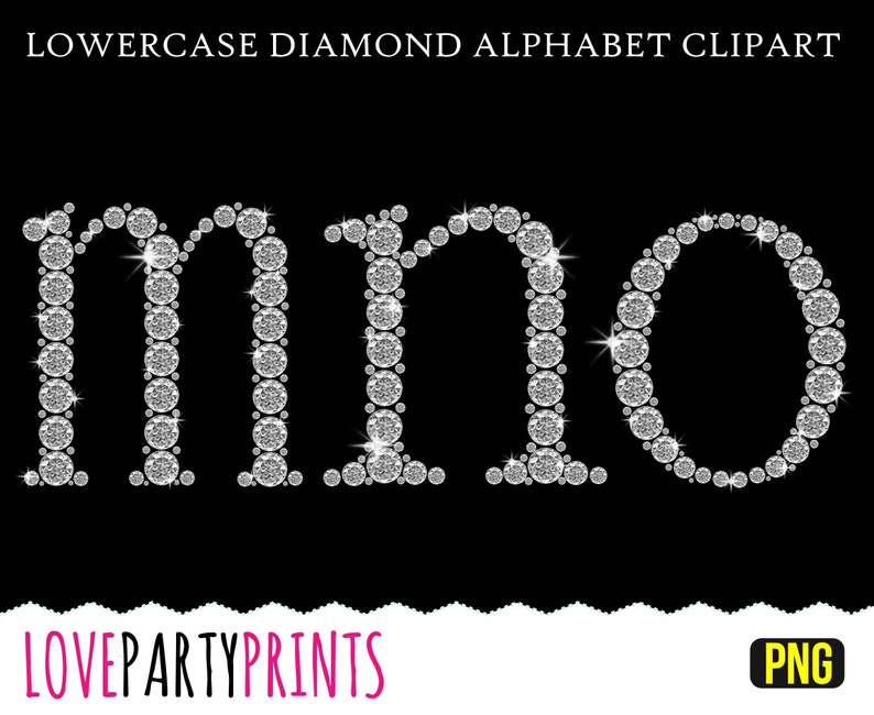 DIAMOND LETTERS Clipart PNG files Full Diamond Alphabet | Etsy