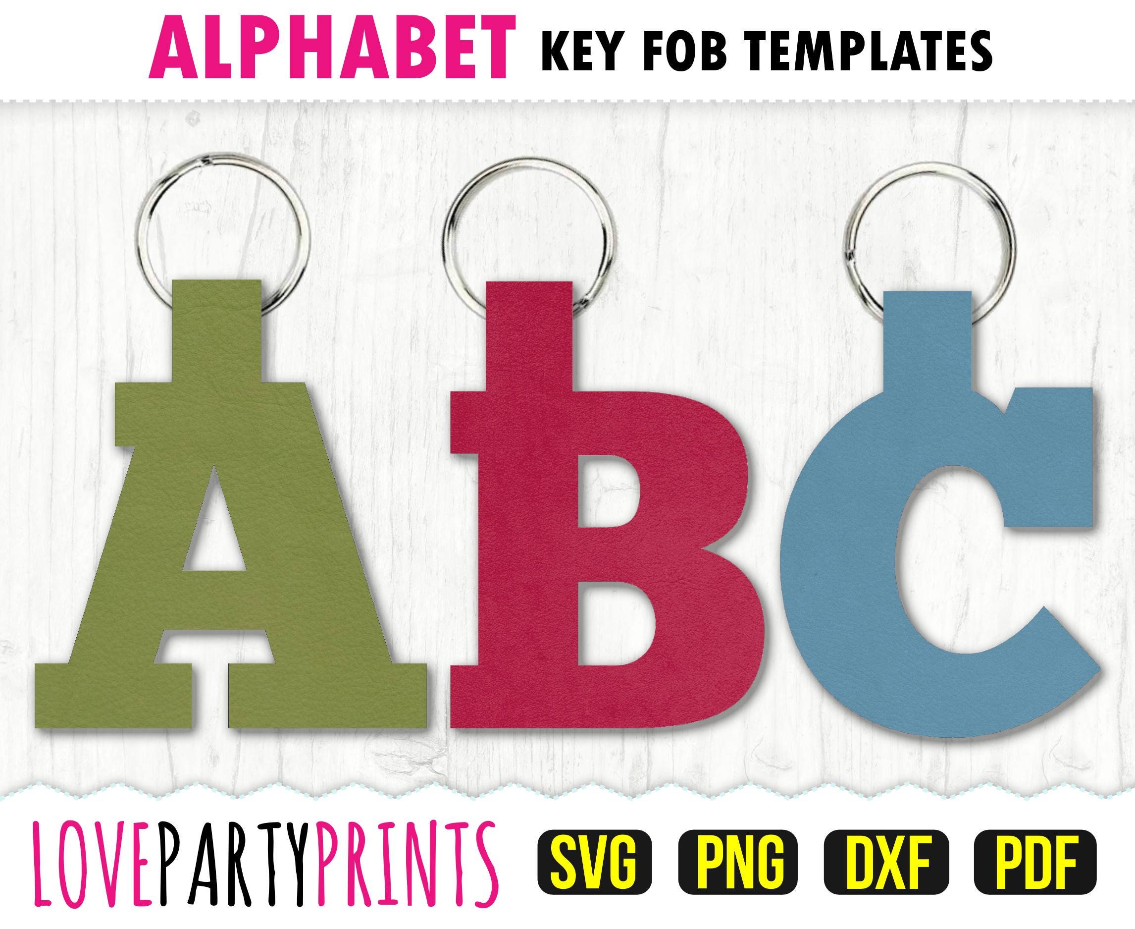Alphabet Key Fob Svg DXF PNG PDF Faux Leather Keychain - Etsy UK