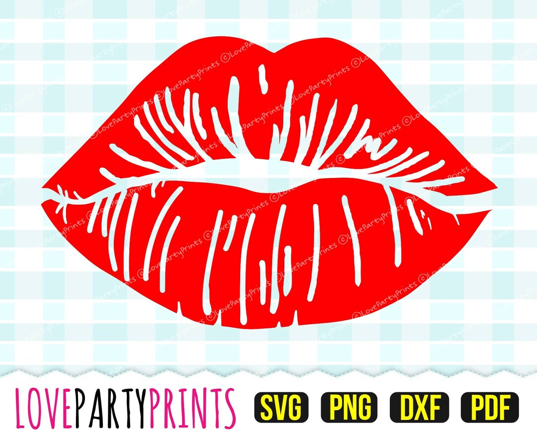 Lipstick Kiss SVG, DXF, PNG, Pdf, Lips Svg, Smooch Svg, Kissing Lips ...