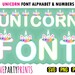 UNICORN ALPHABET Svg, Png and Pdf Files, Unicorn Font, Unicorn Numbers ...