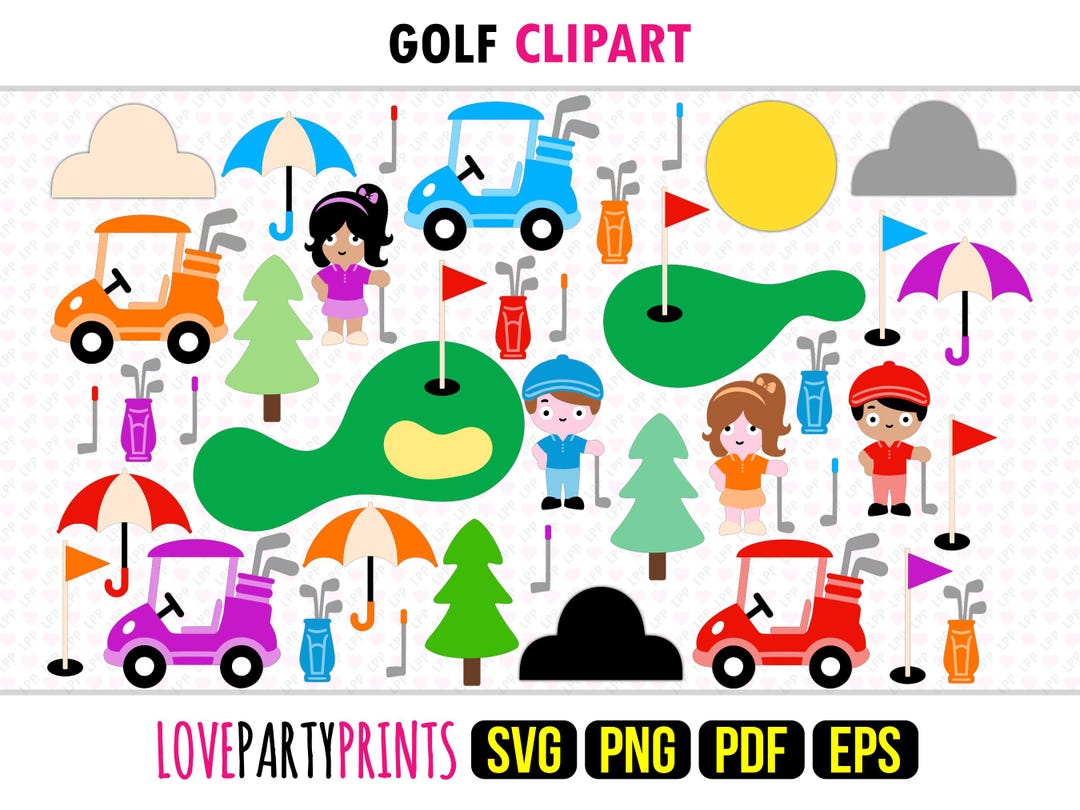 Golf Clipart SVG, PNG EPS Pdf, 37 Templates, Cart, Caddy, Umbrella ...