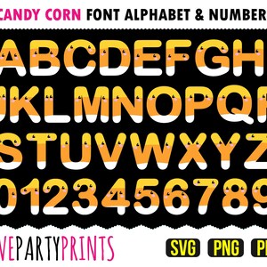 CANDY CORN ALPHABET Svg, Png and Pdf Files, Candy Corn Font, Candy Corn ...
