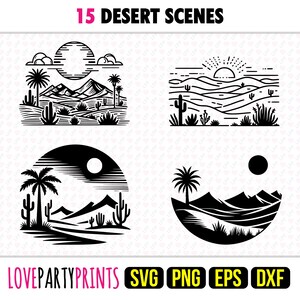 Desert Scene SVG Bundle, PNG, EPS, Dxf, Deserts Landscape Scenes ...