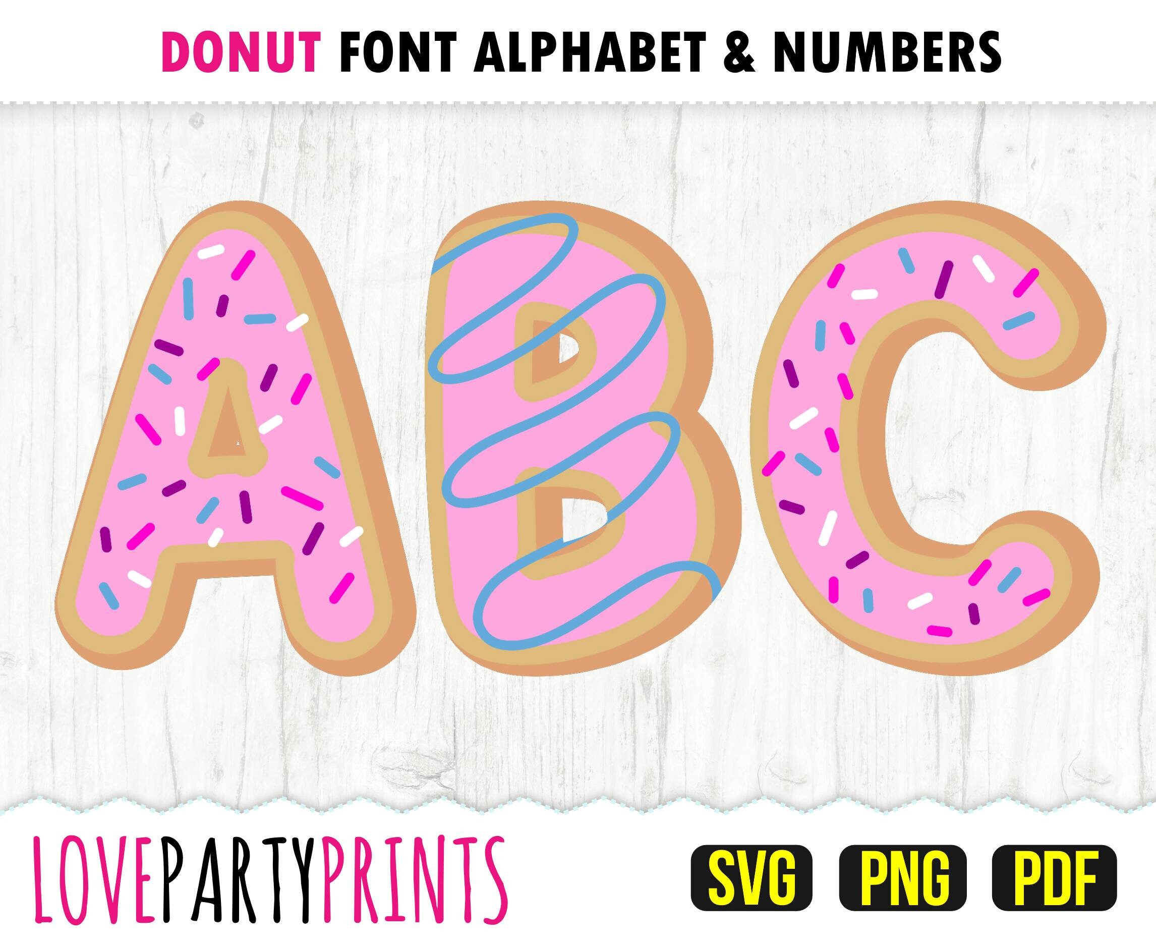 DONUT FONT SVG, Png and Pdf Files, 300dpi High Quality, Silhouette ...