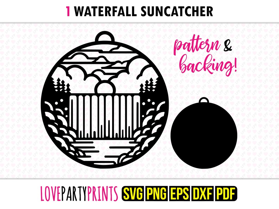 Waterfall Suncatcher SVG, DXF, PNG, Pdf, Eps, Outdoor Hanging Ornament ...