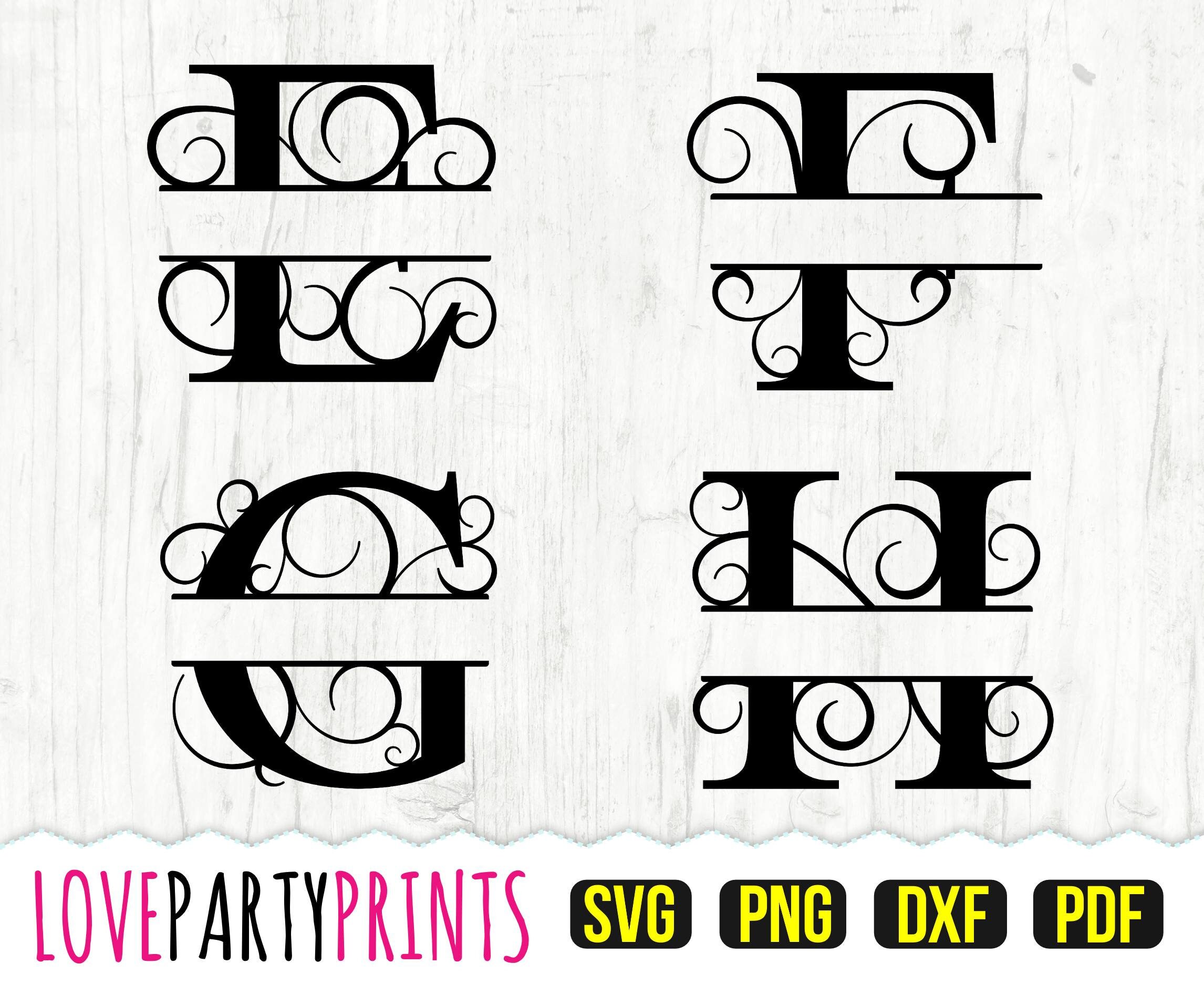 Split Monogram Alphabet Svg PNG DXF PDF Full Alphabet - Etsy