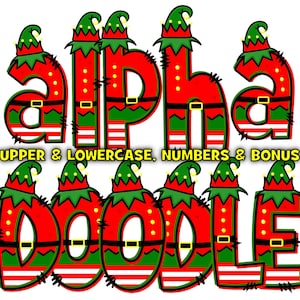 Elf Doodle Letters Numbers PNG Font, Uppercase & Lowercase Alphabet ...