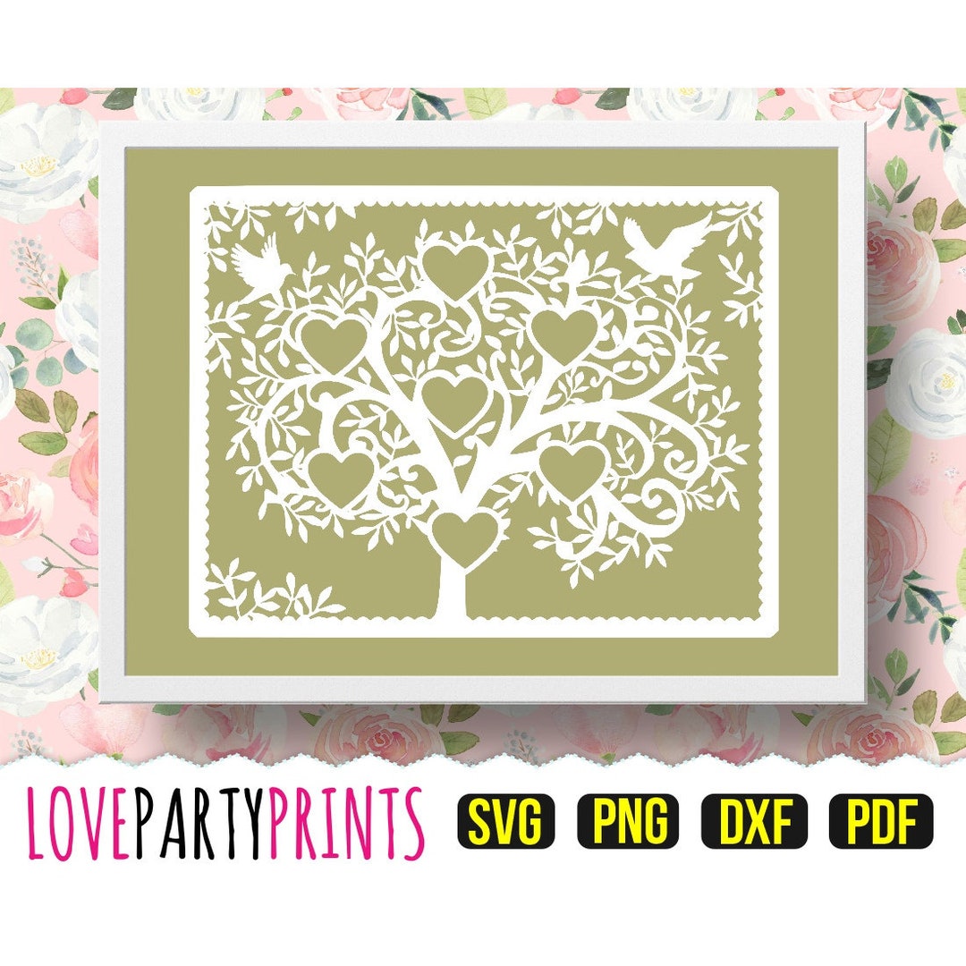 7 Name Family Tree Papercut Template PDF and PNG Clip Art With Svg and ...