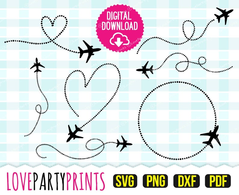 Airplane Trails Clipart Svg DXF PNG PDF 7 Designs Digital | Etsy