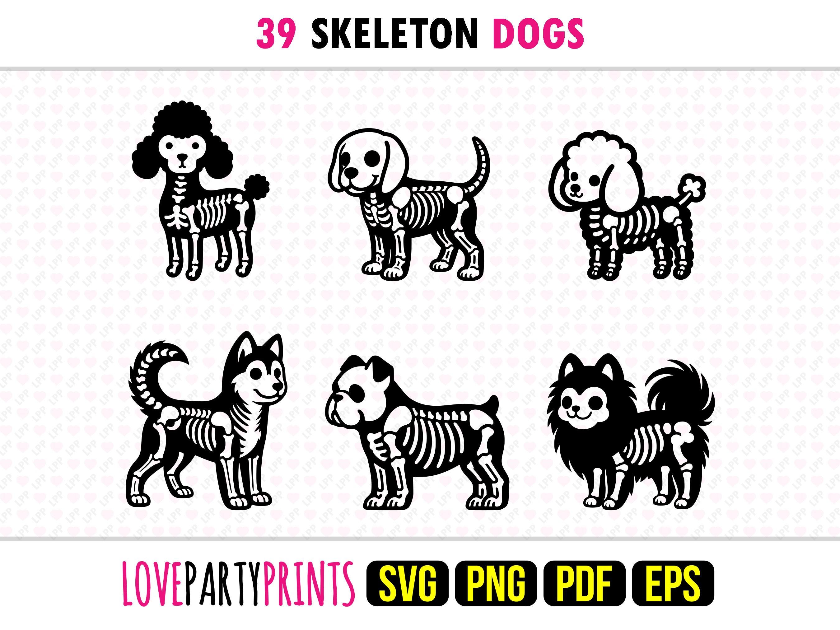 Dog Skeleton SVG Bundle, EPS, PNG, Pdf, Shepherd, Bulldog, Husky ...