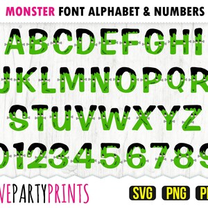 MONSTER FONT SVG, Png, Pdf, Monster Alphabet, Monster Numbers, Monster ...