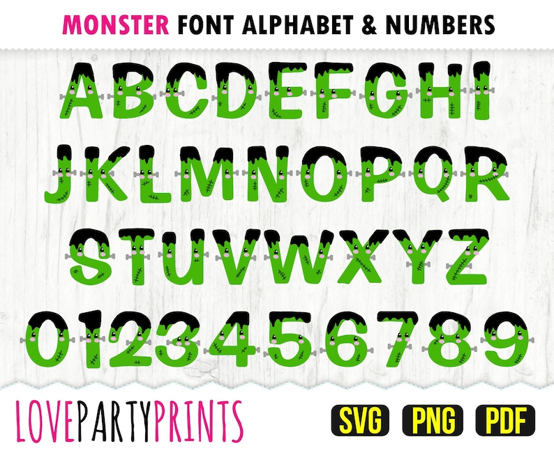MONSTER FONT SVG, Png, Pdf, Monster Alphabet, Monster Numbers, Monster ...