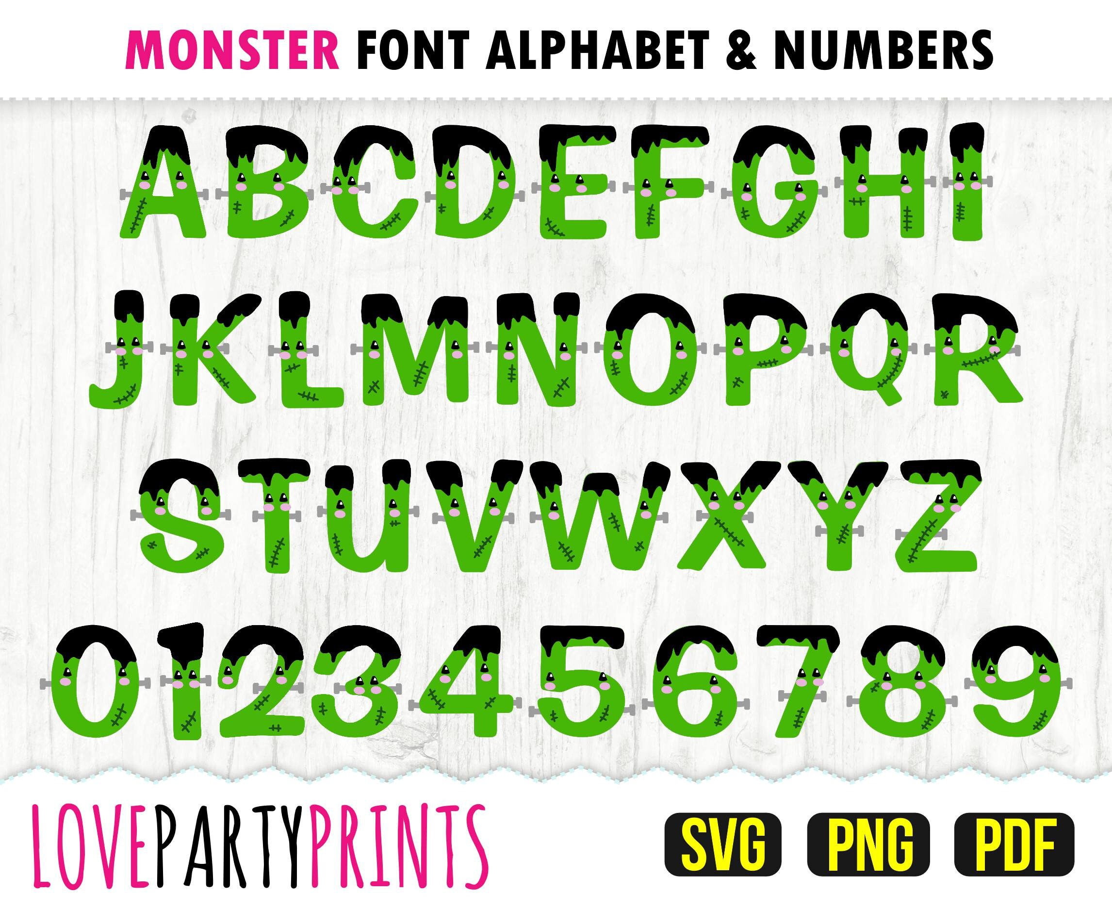 MONSTER FONT SVG png pdf Monster Alphabet Monster Numbers - Etsy México