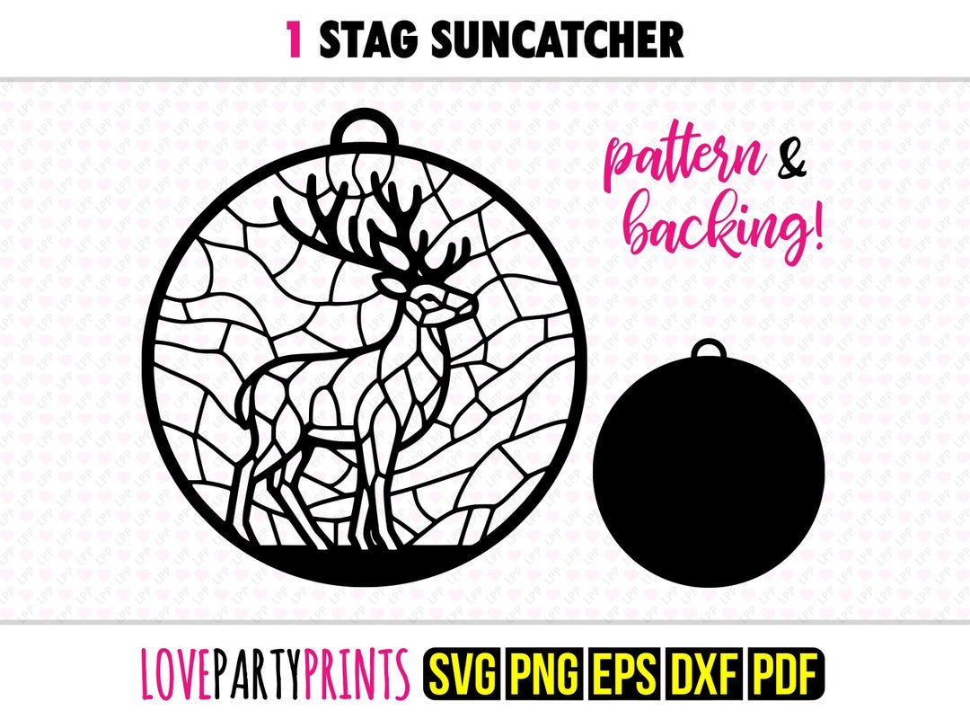 Stag Suncatcher SVG, DXF, PNG, Pdf, Eps, Male Deer Hanging Ornament Sun ...