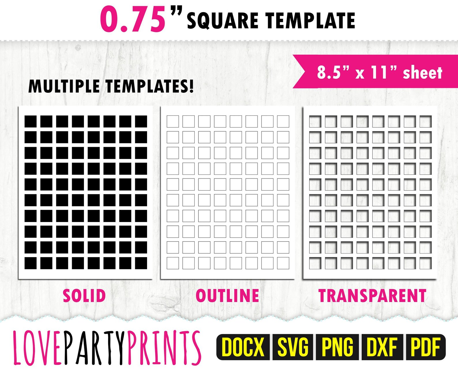 0.75 Inch Square Template SVG PDF Png Dxf Blank Square - Etsy UK