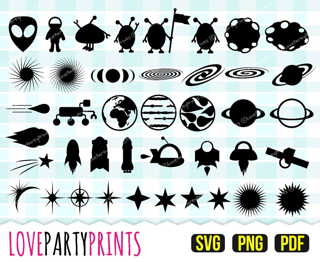 Space Clipart SVG, PNG, PDF, Aliens, Asteroids, Astronaut, Comets ...