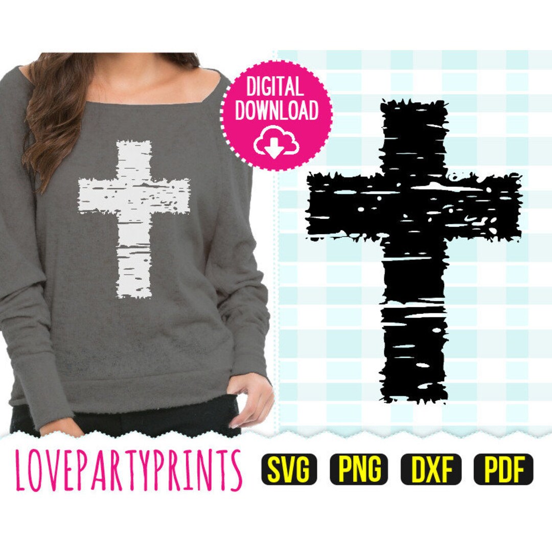 Distressed Cross Svg, DXF, PNG, PDF, Grunge, Distressed, Clip Art ...