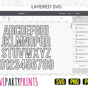 SKINNY Outline Letters and Numbers SVG Png and Pdf Files - Etsy