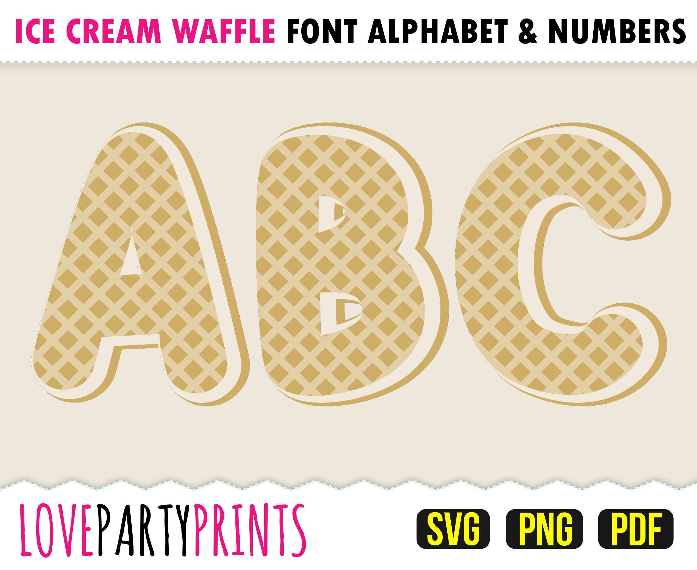 ICE CREAM WAFFLE Font Svg, Png and Pdf Files, 300dpi High Quality ...