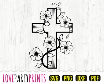 Flower Cross SVG, Religious Svg, Floral Cross SVG File, Flower Cross ...