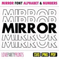 Mirror Font Svg, Mirror Numbers Svg, Digital Download, College Font Svg ...