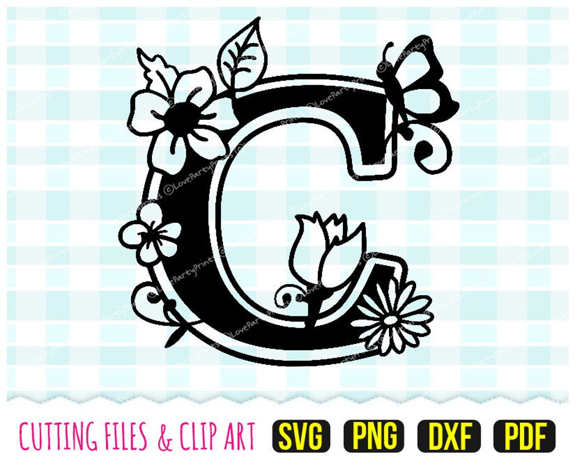 Floral Alphabet Letter Svg DXF PNG PDF Initial Svg Vector | Etsy