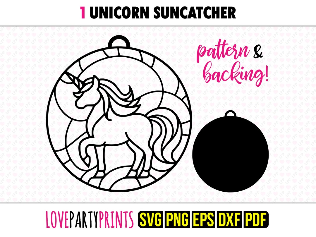 Unicorn Suncatcher SVG, Dxf, Png, Pdf, Eps, Window Ornament Sun Catcher ...