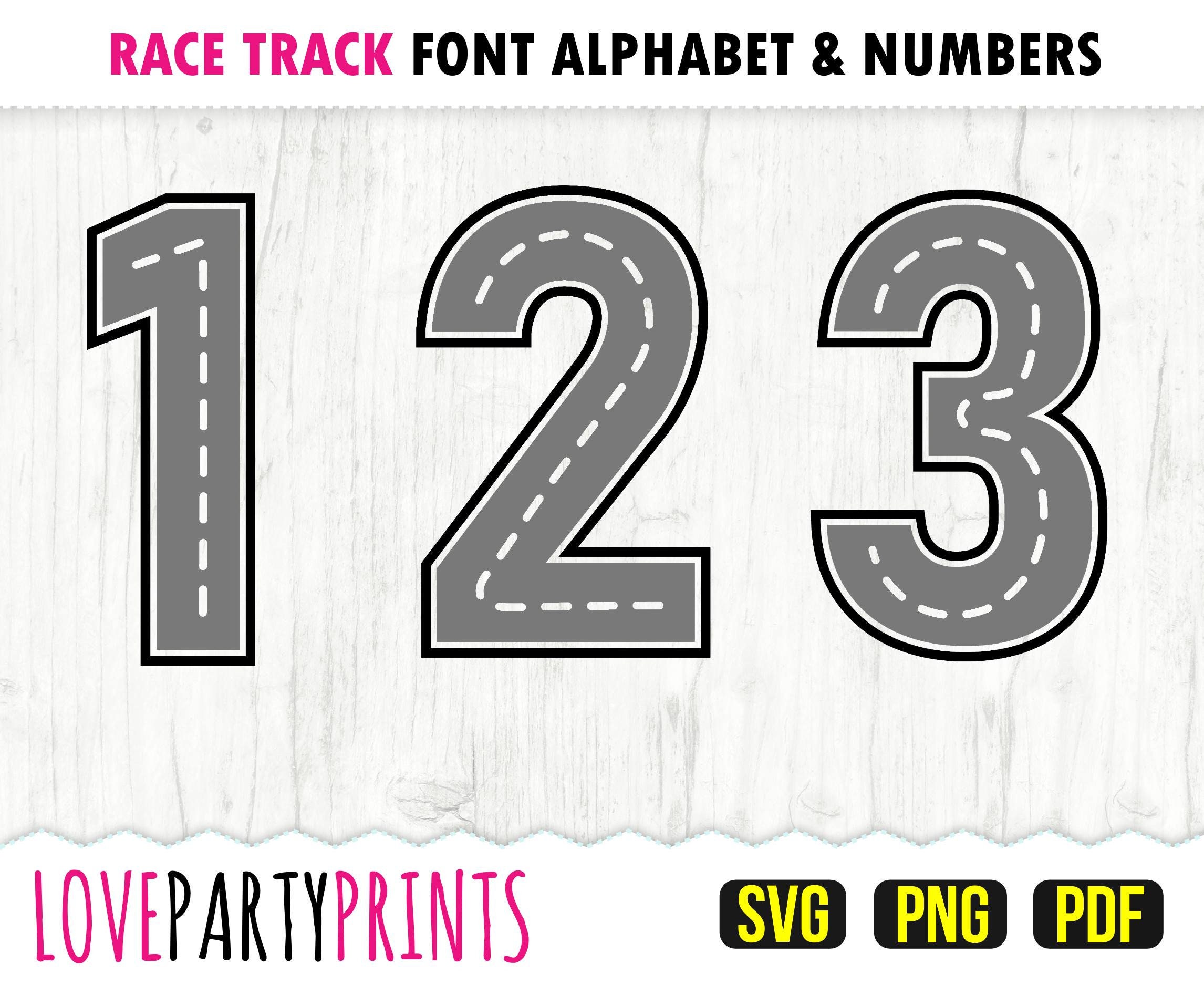 Road Font SVG, PNG, PDF, Road Letters Svg, Road Numbers Svg, Race Track ...
