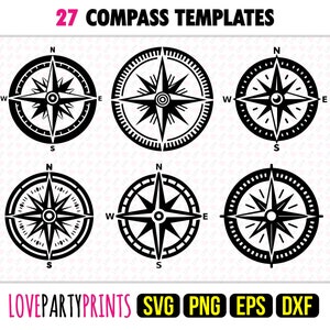 Compass SVG Bundle, PNG, EPS, Dxf, Camping Compass, Nautical Compass ...
