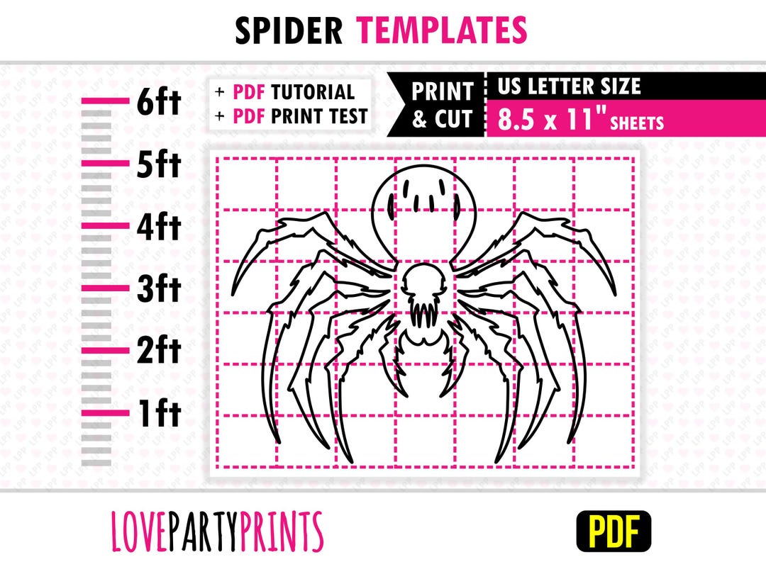 Halloween Spider Template PDF, Life Size Silhouette Prop, 1ft - 6ft ...