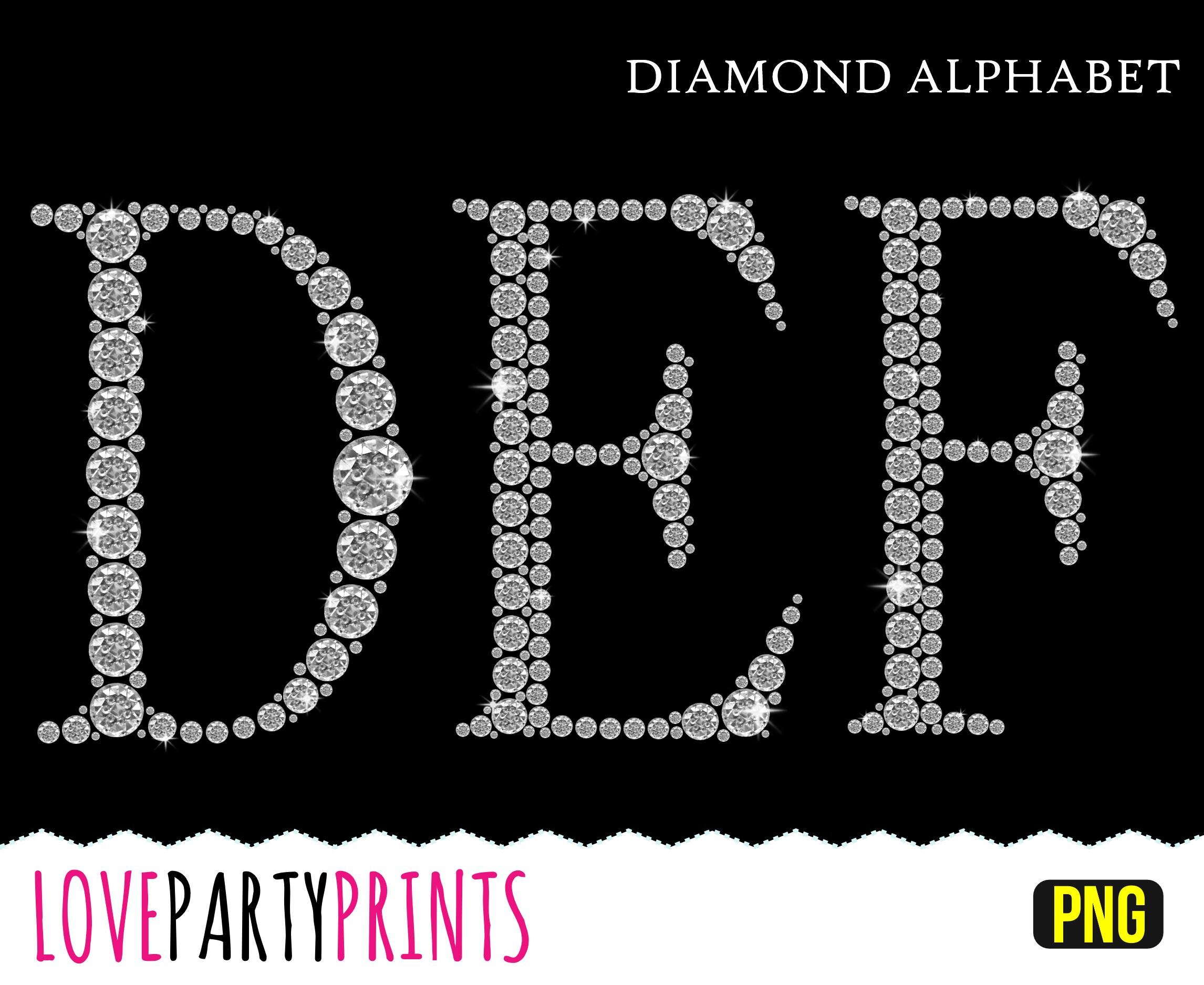 DIAMOND FONT PNG Files Full Diamond Alphabet 300dpi High - Etsy