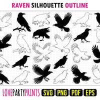 Raven SVG & PNG Digital Files, Vector Graphic Design Print Laser ...