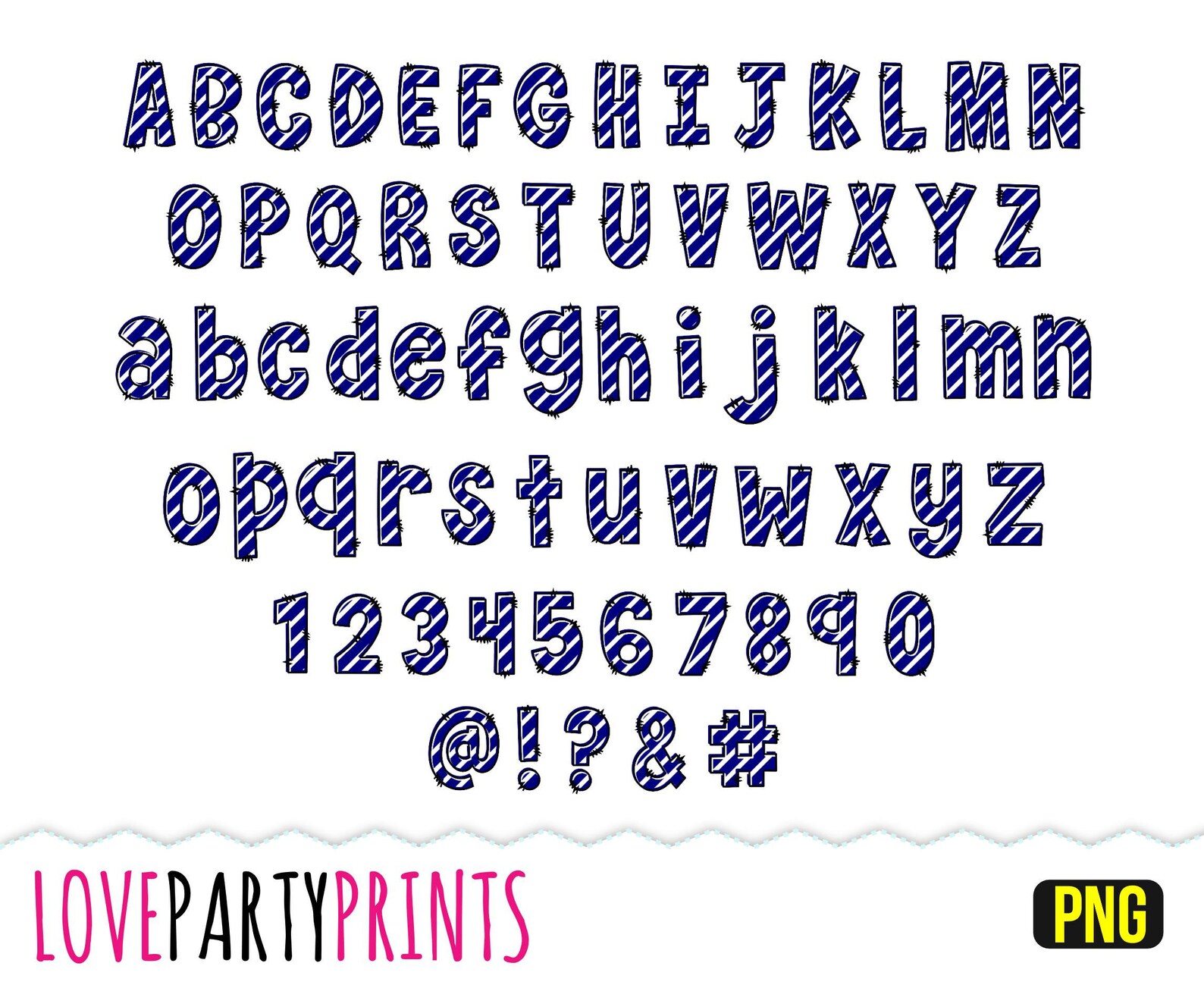 Navy Blue Letters Numbers Doodle Bundle, Uppercase & Lowercase, Royal ...